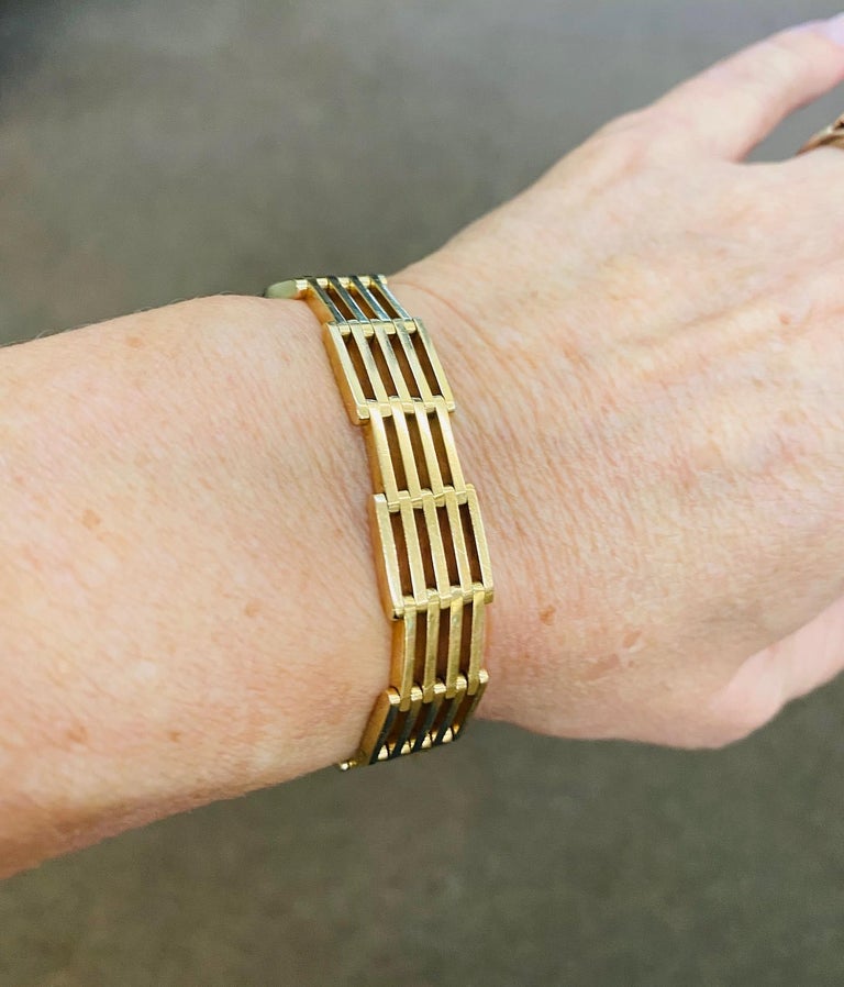 Tiffany Antique Gold Gate Line Bracelet at 1stDibs