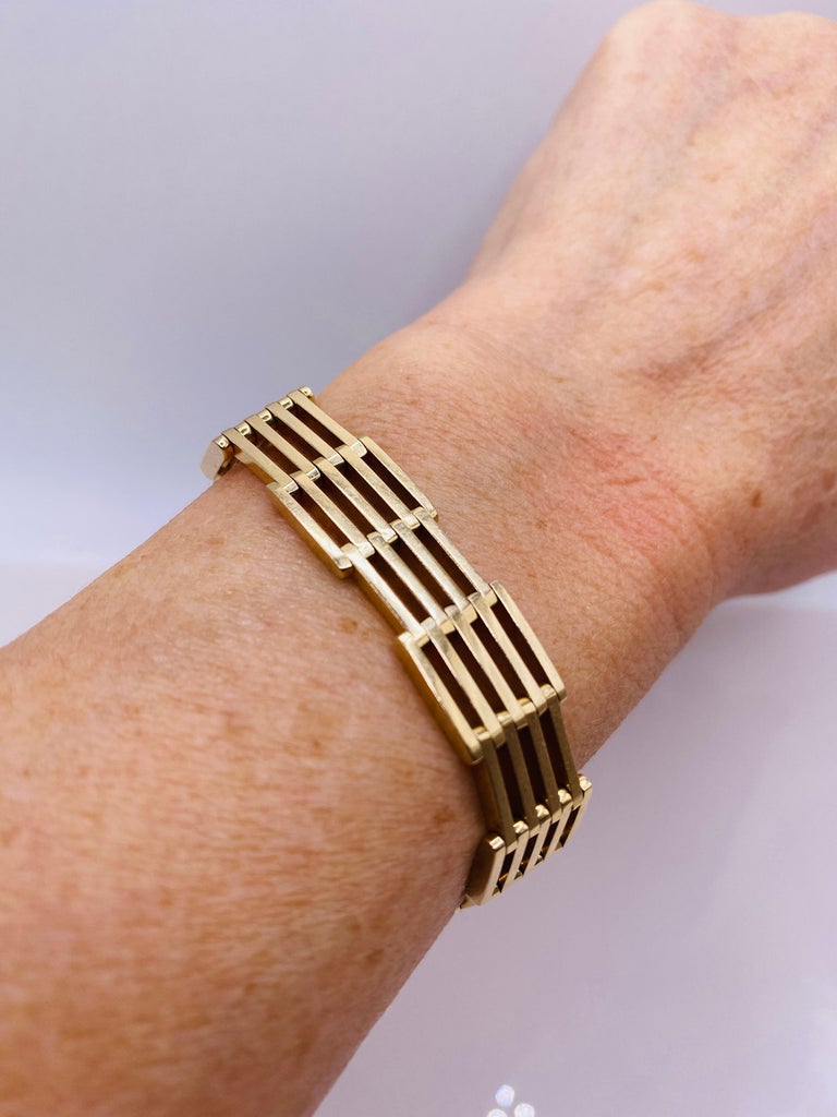 Tiffany Antique Gold Gate Line Bracelet at 1stDibs
