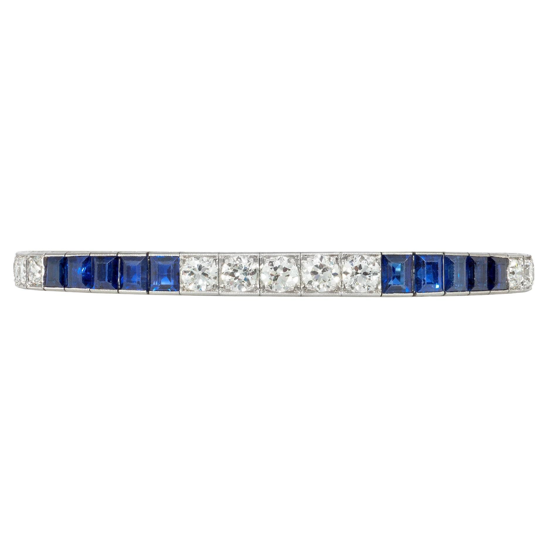 Tiffany And Co Art Deco Diamond Sapphire And Platinum Bracelet For