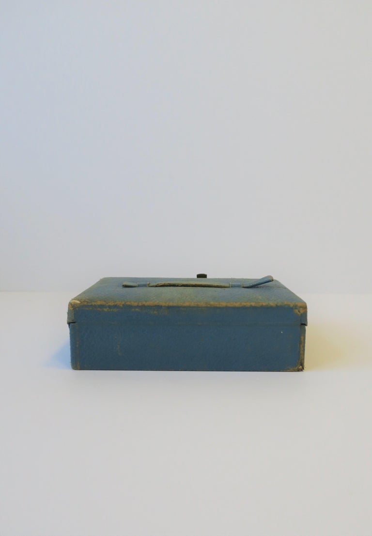 Blue Leather and Brass Jewelry Box from London For Sale at 1stDibs ...