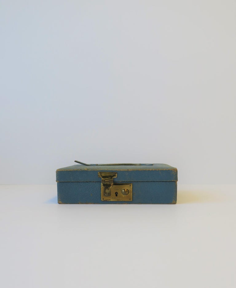 Blue Leather and Brass Jewelry Box from London For Sale at 1stDibs ...
