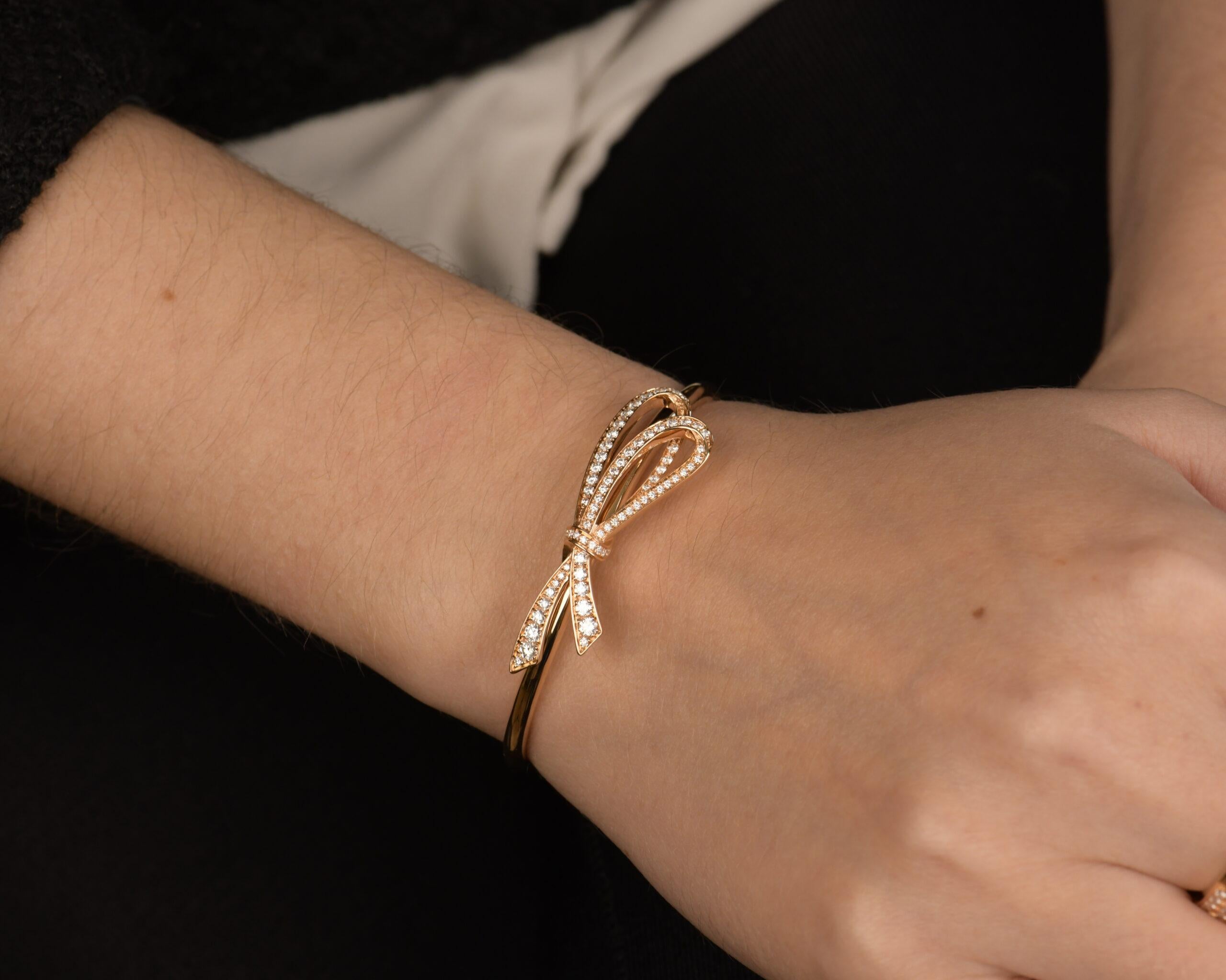 Tiffany Bow Diamond Bracelet in 18K Rose Gold Size M at 1stDibs | tiffany bow bracelet, tiffany ...