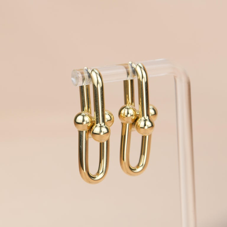 Tiffany City HardWear Yellow Gold Link Earrings For Sale at 1stDibs