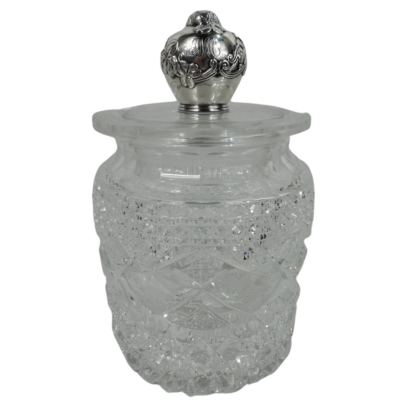 Collection of Six Assorted Cut-Glass and Sterling Jars at 1stDibs