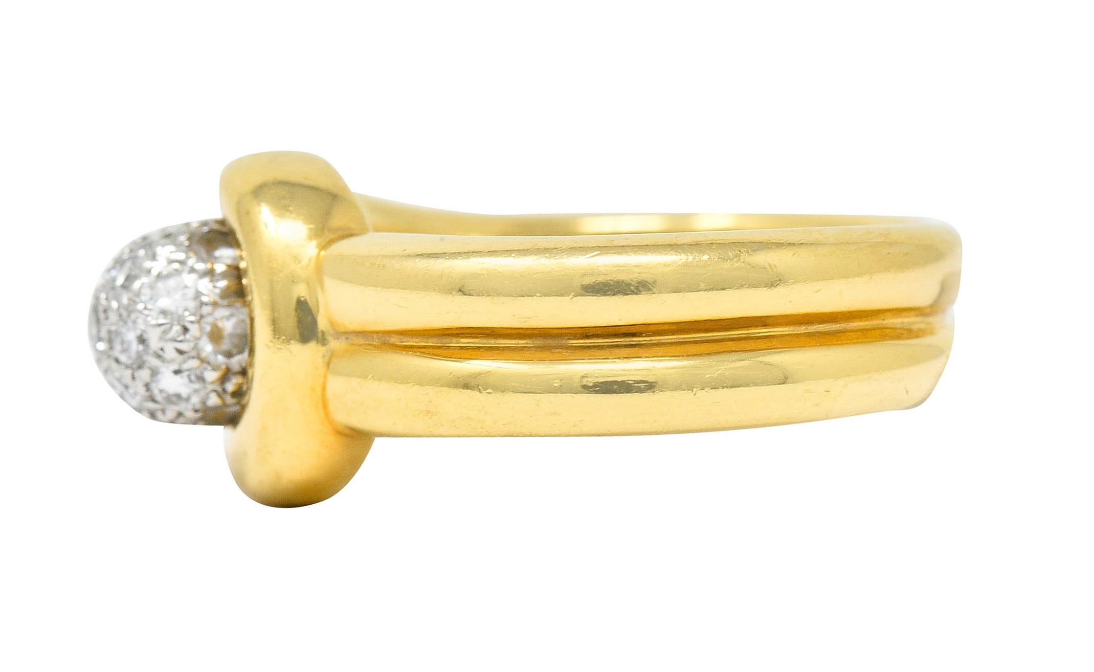 Tiffany and Co. 0.50 Carat Pave Diamond Platinum 18 Karat Gold Knot ...