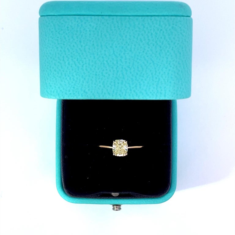 Customizable Tiffany and Co. 0.94ct Fancy Yellow Diamond with 18k Yellow Gold Engagement Ring ...