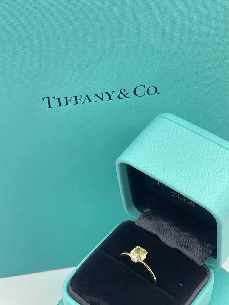 Customizable Tiffany and Co. 0.94ct Fancy Yellow Diamond with 18k Yellow Gold Engagement Ring ...
