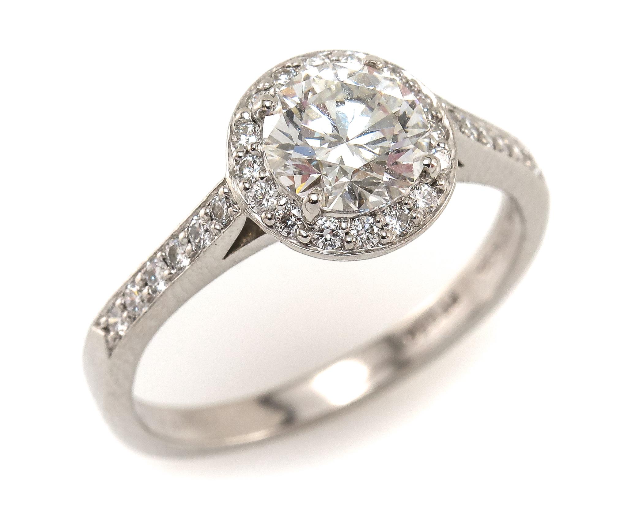 Tiffany and Co. 1.00 Carat GIA Diamond with Diamond Halo Platinum ...