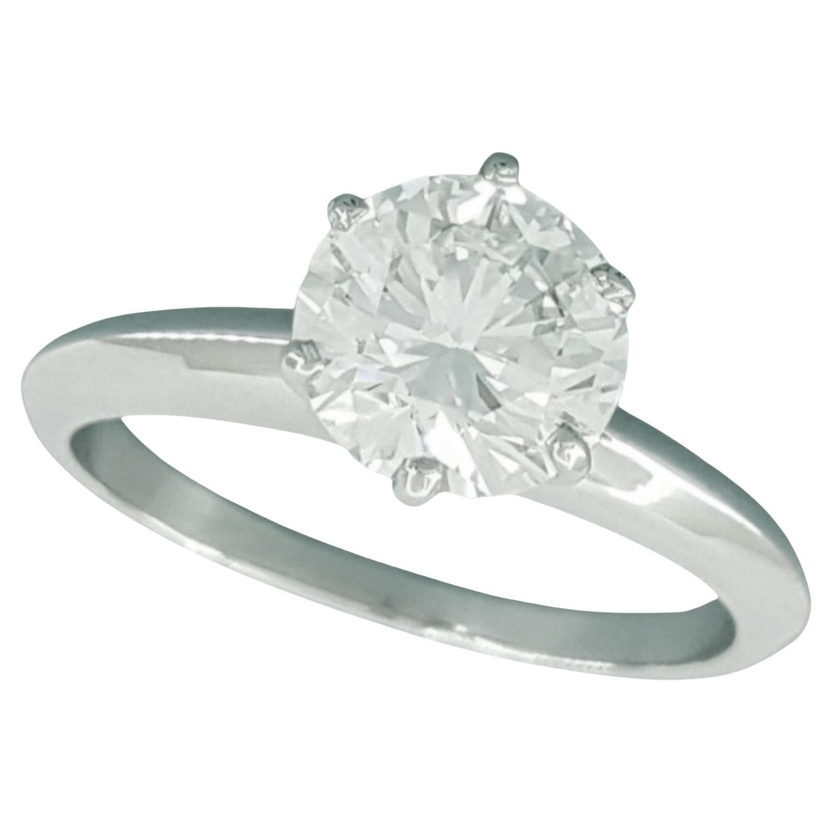Tiffany and Co. Platinum Solitaire Round Diamond Engagement Ring 1.25 ...