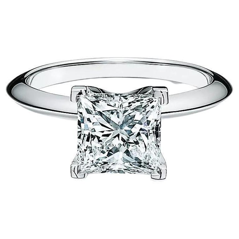 Tiffany and Co. 1.30 Carat Platinum Princess Brilliant Cut Diamond ...