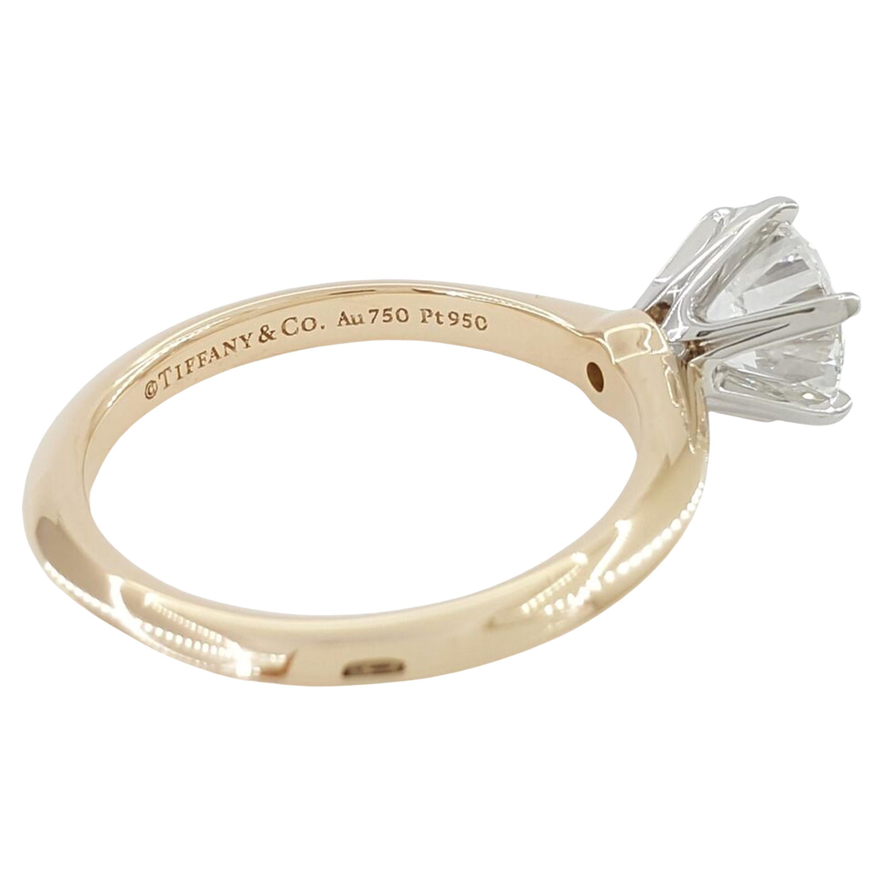 Tiffany and Co. 1.37 ct Total Weight 18k Rose Gold and Platinum Round ...