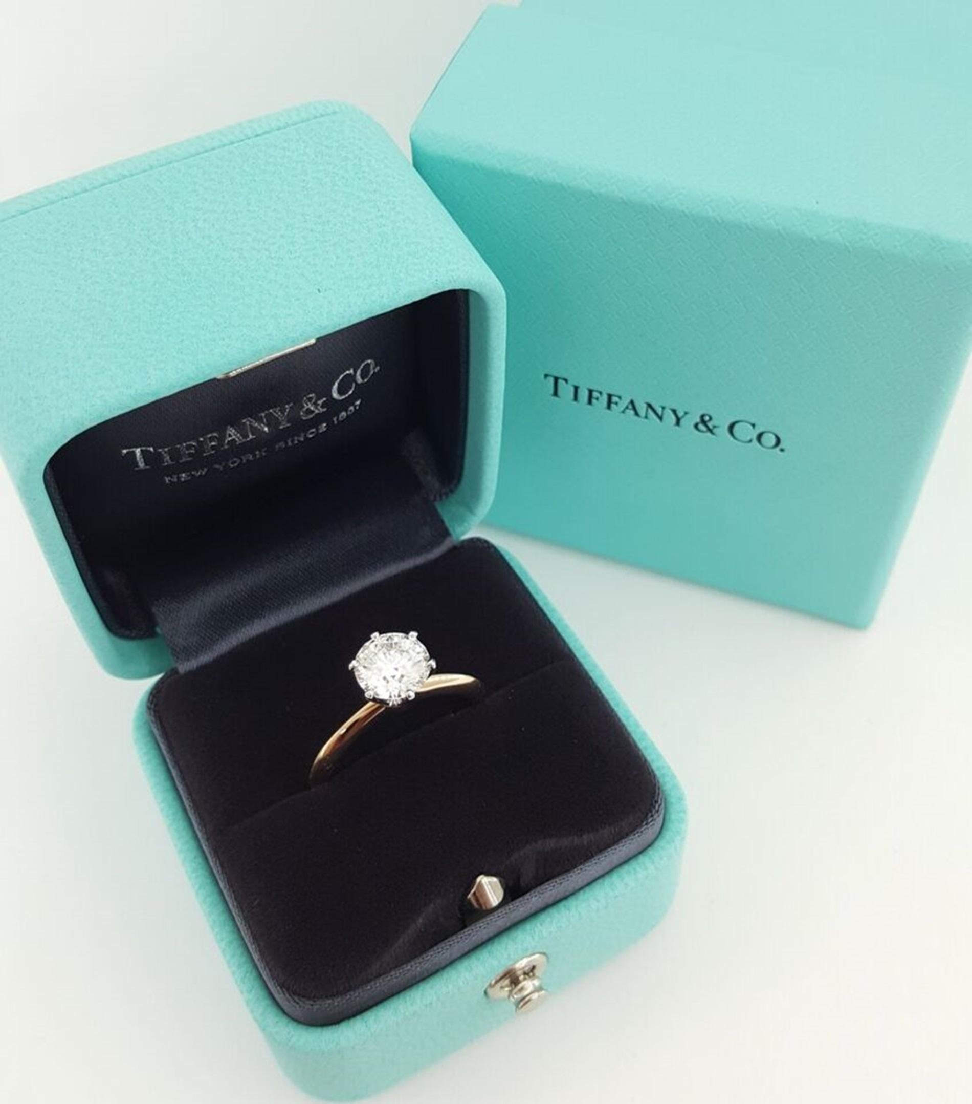 Tiffany and Co. 1.37 ct Total Weight 18k Rose Gold and Platinum Round ...