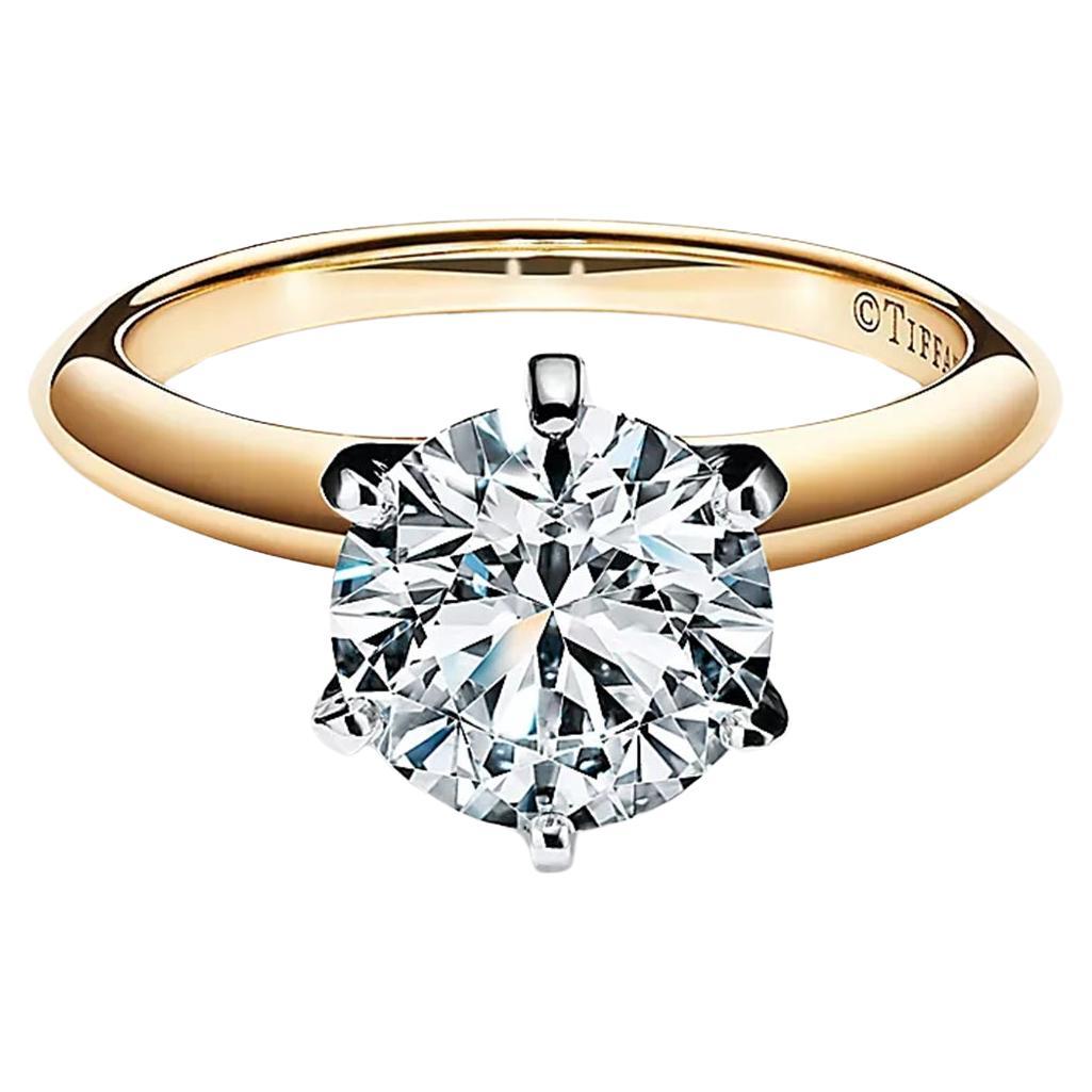 Tiffany and Co. 1.37 ct Total Weight 18k Rose Gold and Platinum Round ...