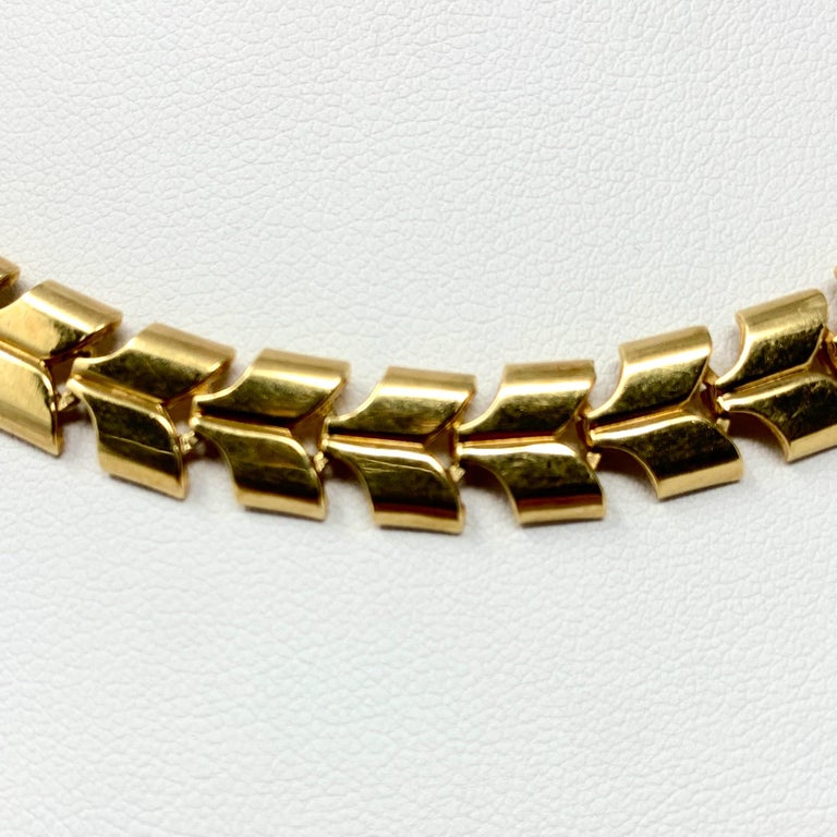 Tiffany and Co. 14 Karat Gold Vintage Chevron Link Necklace at 1stDibs