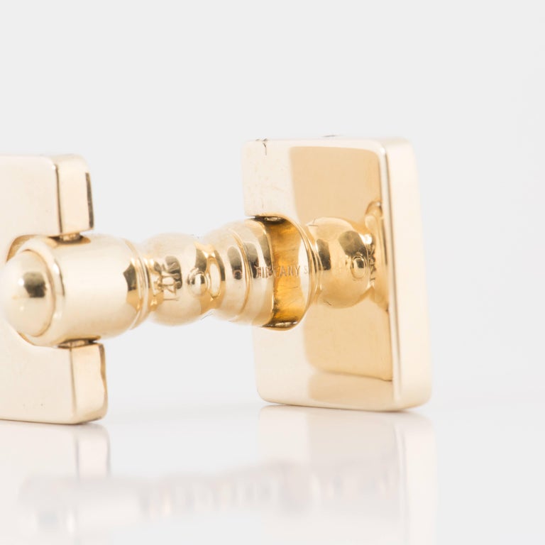 Tiffany and Co. 14K Yellow Gold Square Cufflinks For Sale at 1stDibs