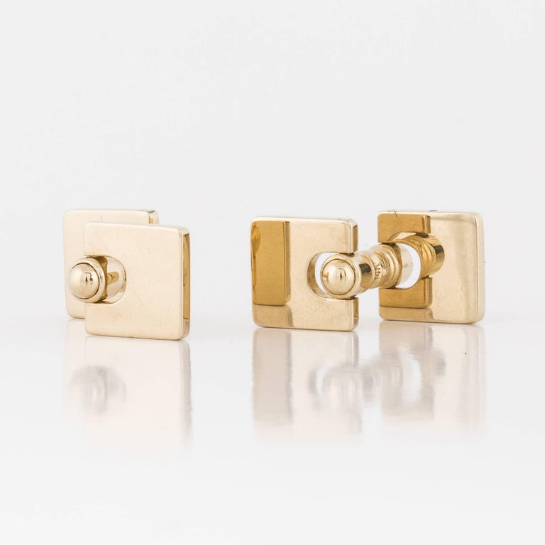 Tiffany and Co. 14K Yellow Gold Square Cufflinks For Sale at 1stDibs