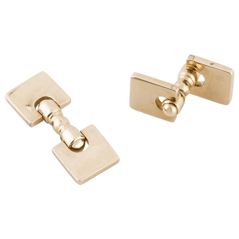 Tiffany and Co. 14K Yellow Gold Square Cufflinks For Sale at 1stDibs