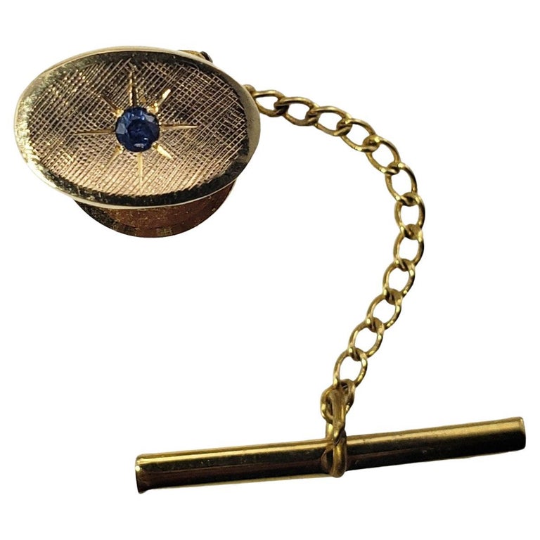Tiffany and Co. 14 Karat Yellow Gold and Sapphire Tie Pin For Sale at ...
