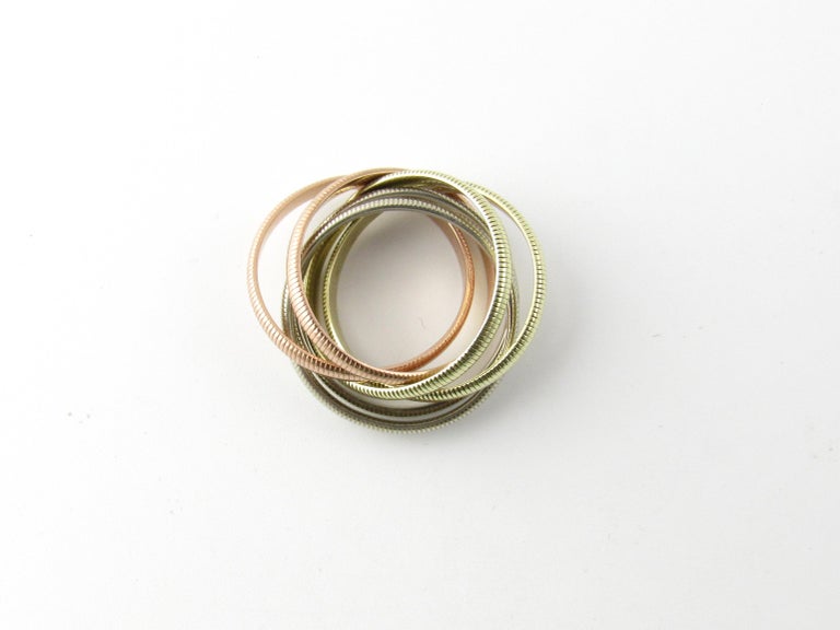 Tiffany and Co. 14 Karat Tri-Color Gold Ribbed Double Trinity Roller ...