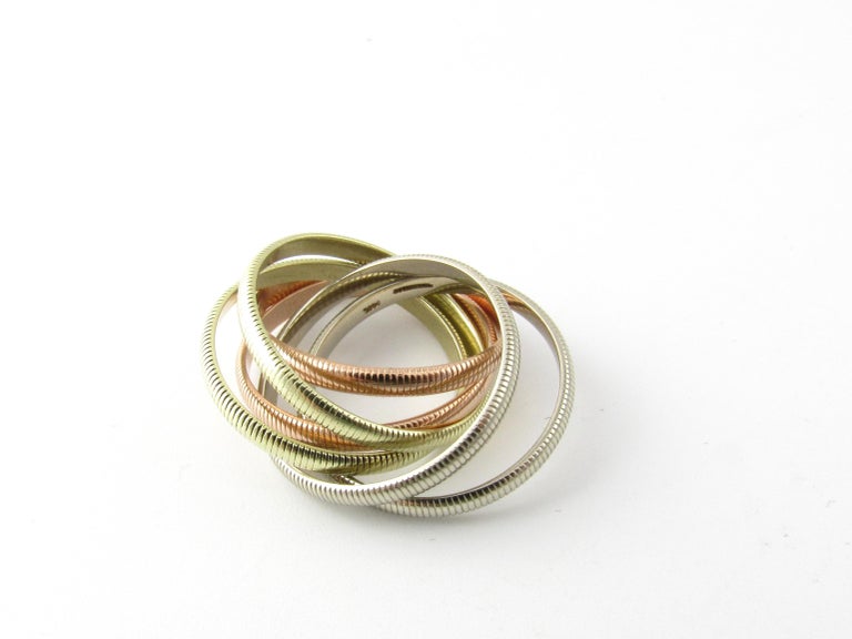 Tiffany and Co. 14 Karat Tri-Color Gold Ribbed Double Trinity Roller ...
