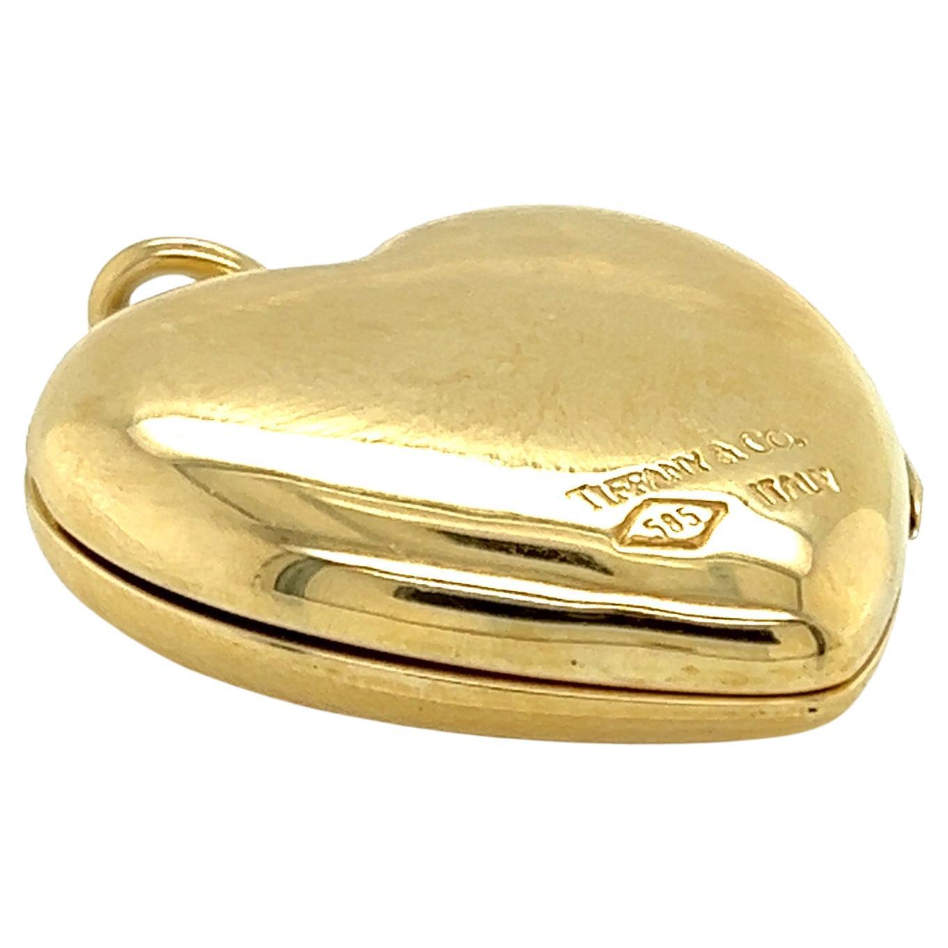 1950s 14k Gold Ruby Four Leaf Clover Love Heart Photo Locket Pendant ...