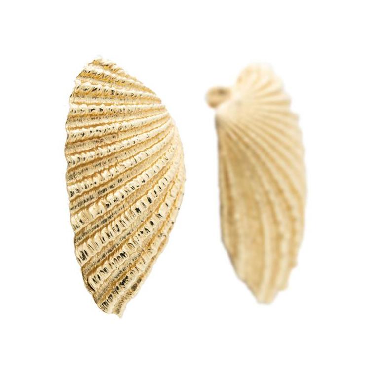 Tiffany and Co. 14 Karat Yellow Gold Scallop Shell Earrings, circa ...
