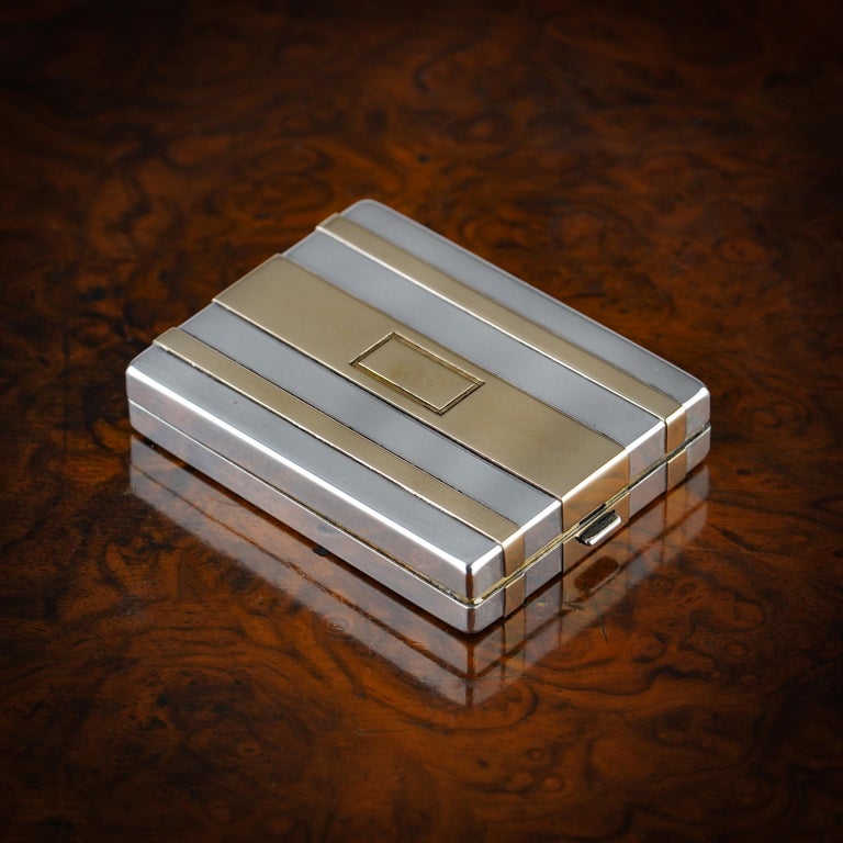 Tiffany and Co 14kt Gold and Sterling Silver Compact / Vanity Box For ...