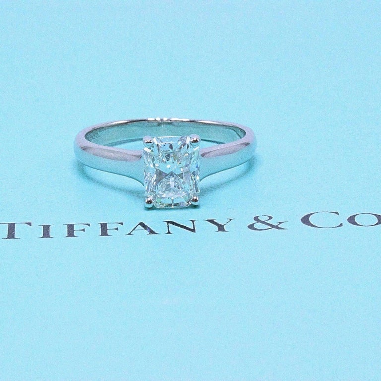 Tiffany and Co. 1.70 Carat Lucida F VVS2 Platinum Diamond Engagement ...