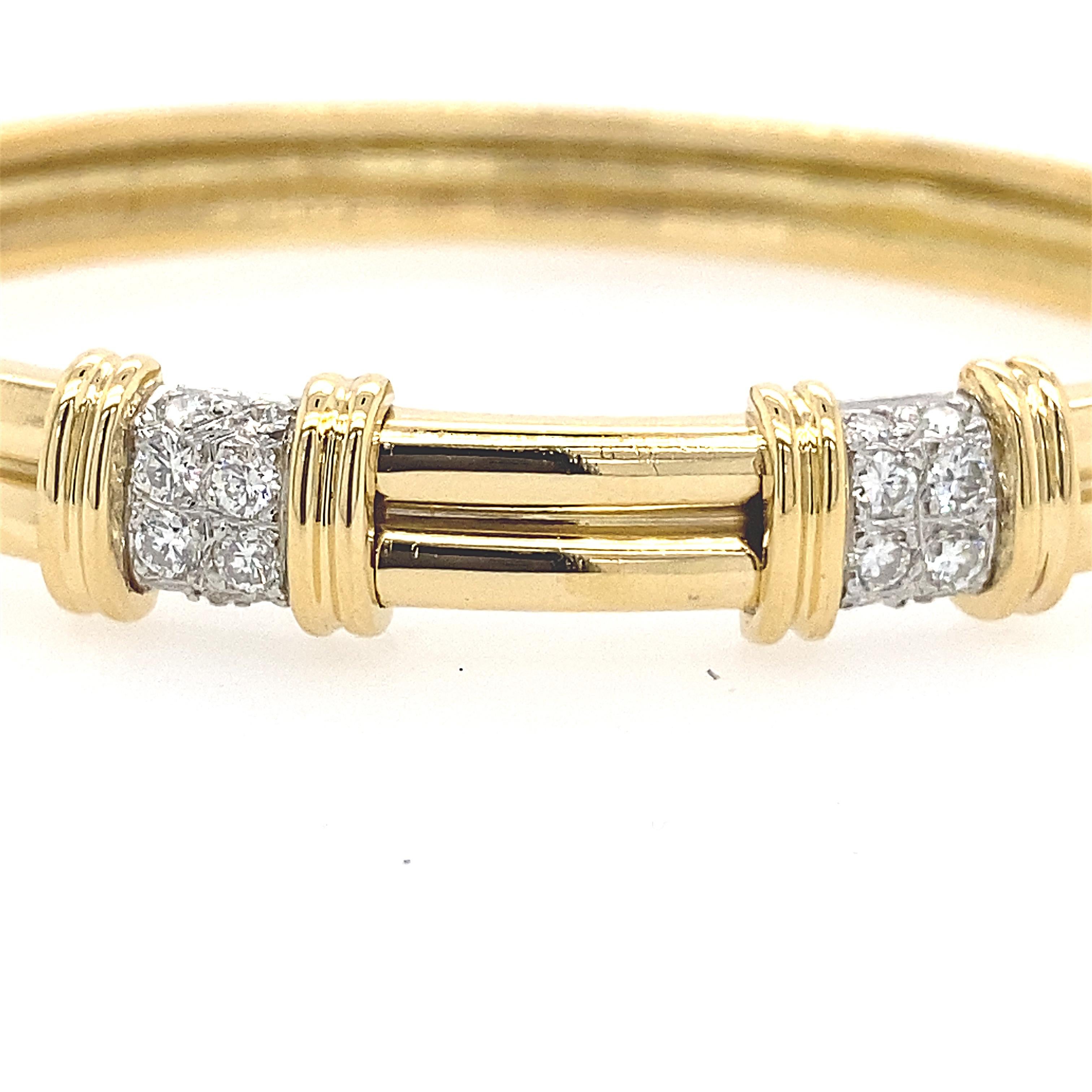 Tiffany and Co. 18 Karat Gold and Platinum Diamond Bangle Bracelet at ...