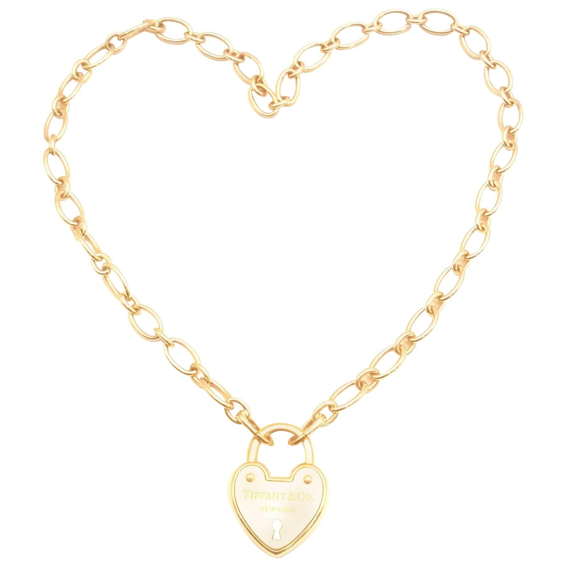 Tiffany And Co 18 Karat Heart Lock Necklace At 1stdibs Gold Heart