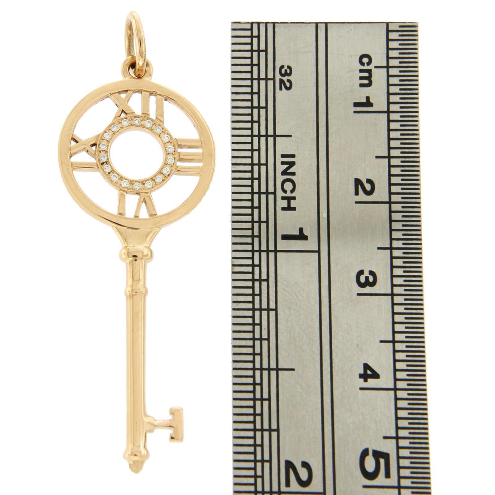 Tiffany and Co. 18 Karat Rose Gold Diamonds Atlas Key Pendant at ...