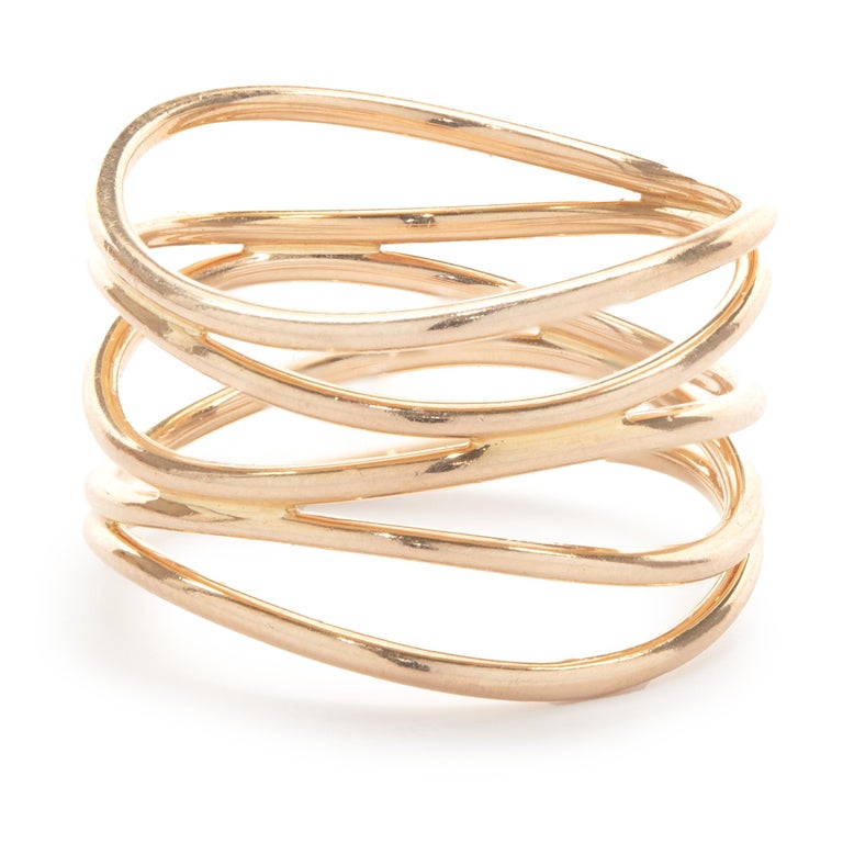 Tiffany and Co. 18 Karat Rose Gold Open Wave Ring For Sale at 1stDibs