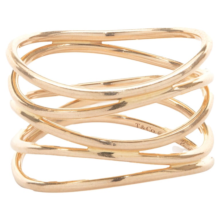 Tiffany and Co. 18 Karat Rose Gold Open Wave Ring For Sale at 1stDibs