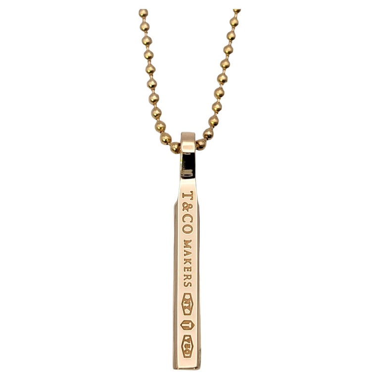 Tiffany and Co. 18 Karat Rose Gold T and Co. Makers Vertical Bar ...