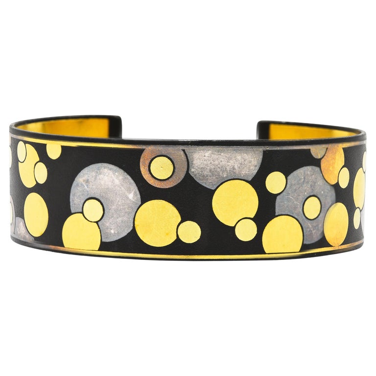 Tiffany and Co. 18 Karat Two-Tone Gold Silver Iron Inlay Damascene ...