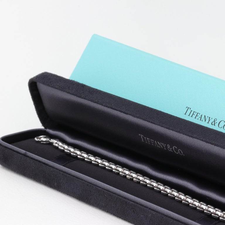 Tiffany and Co. 18 Karat White Gold Cable Bracelet For Sale at 1stDibs