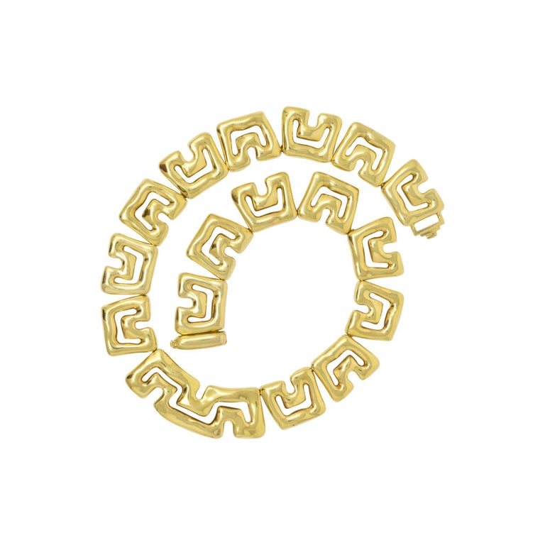 Tiffany and Co. 18 Karat Gold Geometric Linked Collar Necklace For Sale ...