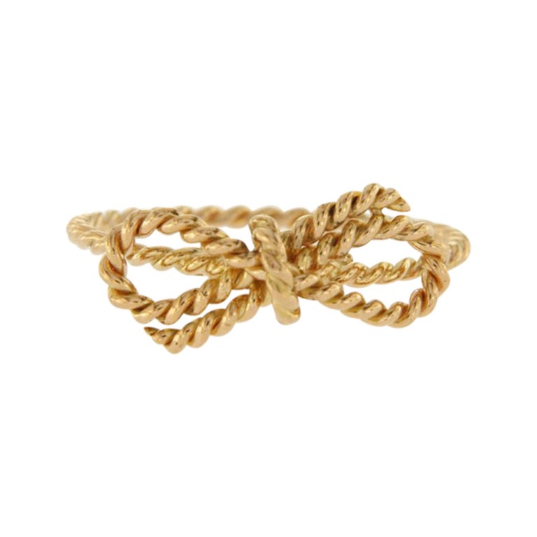 Tiffany and Co. 18 Karat Yellow Gold Bow Twist Wire Ring at 1stDibs