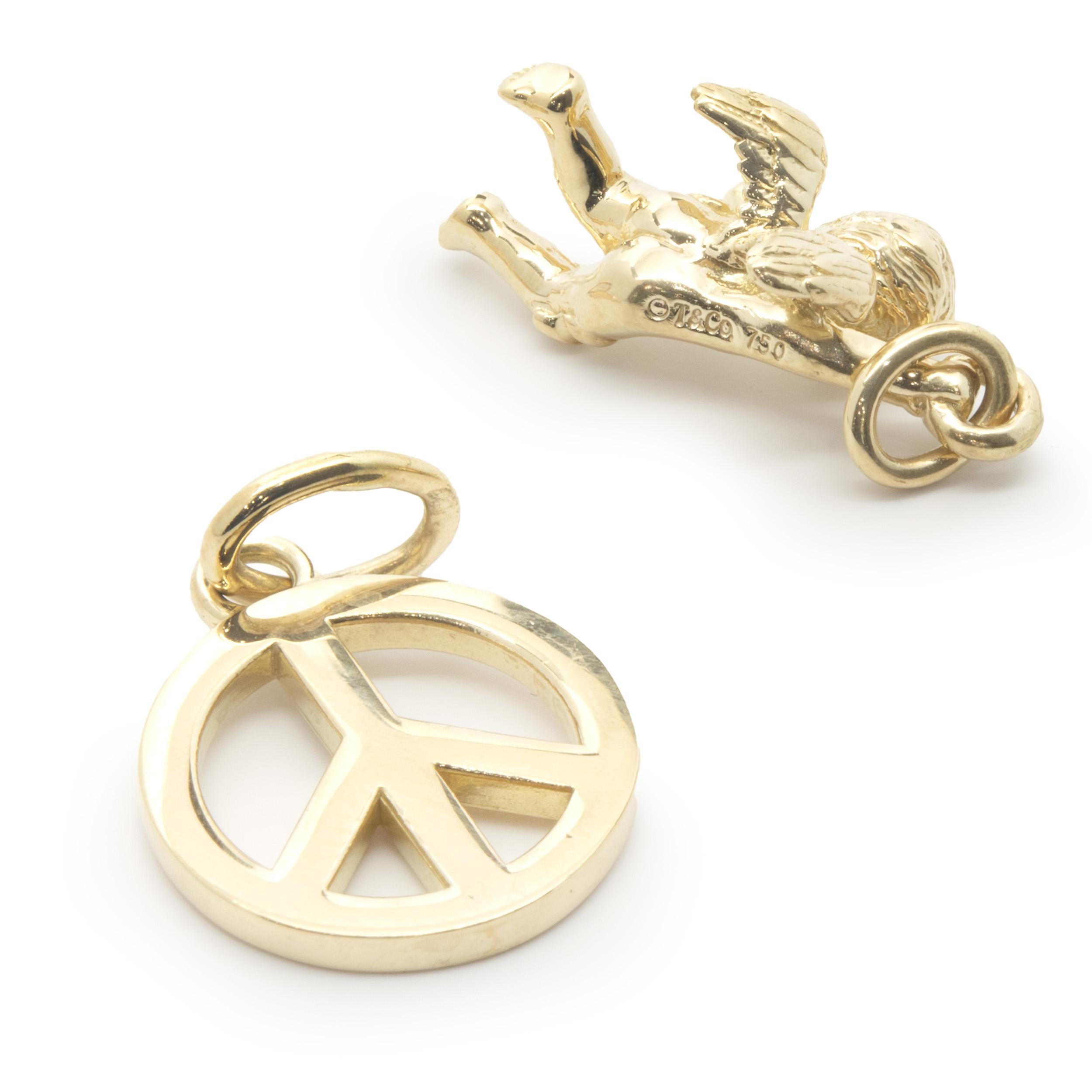Tiffany and Co. 18 Karat Yellow Gold Cherub and Peace Charm For Sale at ...