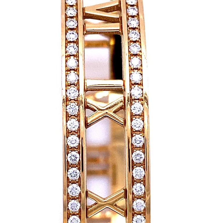 Tiffany and Co. 18 Karat Yellow Gold Diamond Atlas Bangle For Sale at ...