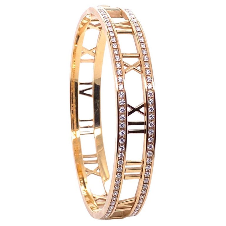 Tiffany and Co. 18 Karat Yellow Gold Diamond Atlas Bangle For Sale at ...