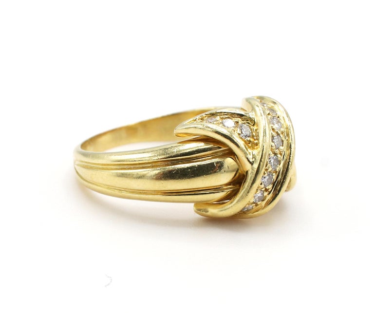 Tiffany and Co. 18 Karat Yellow Gold Diamond Signature X Ring at 1stDibs