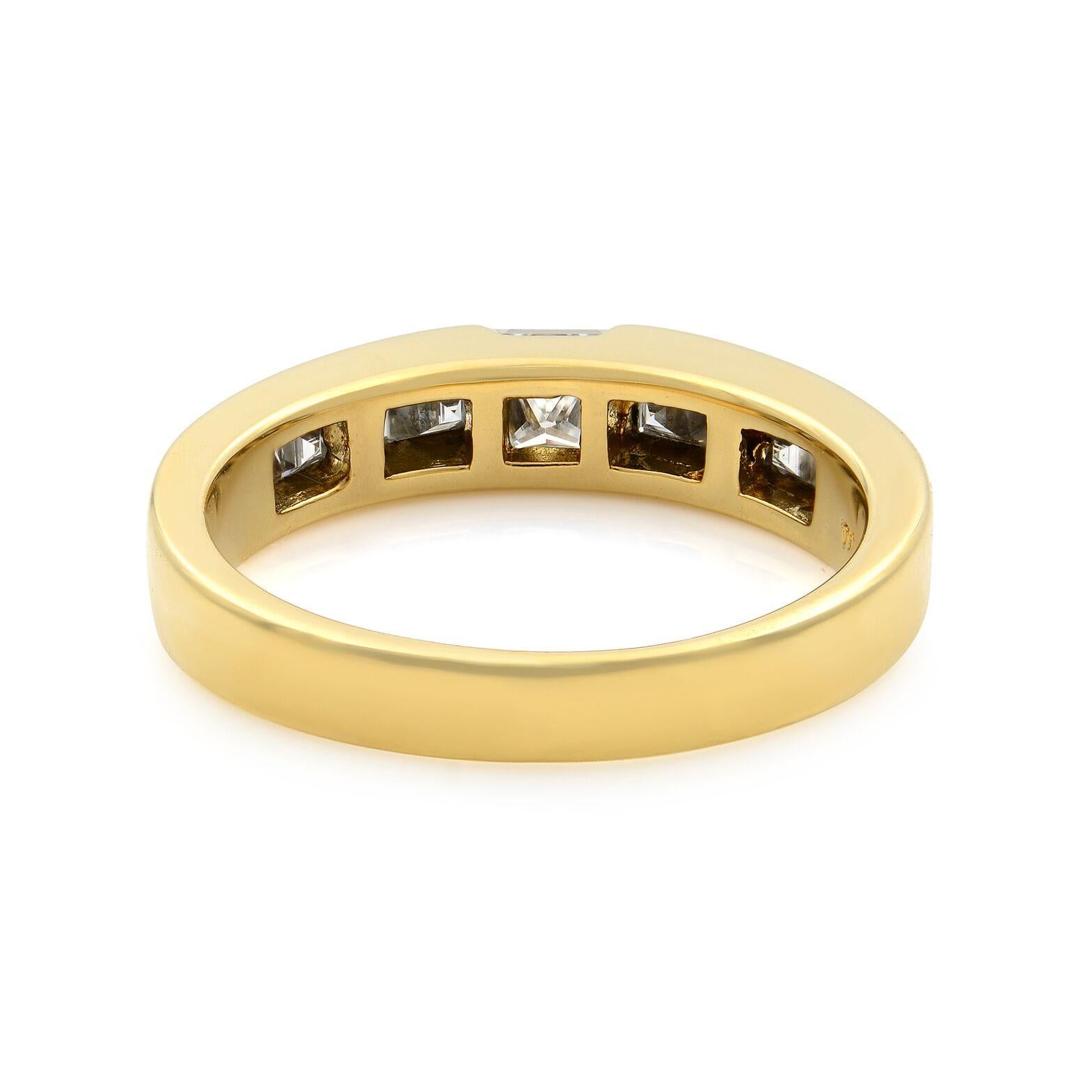 Tiffany and Co. 18 Karat Yellow Gold Princess Cut Diamond Stack Ring 0. ...