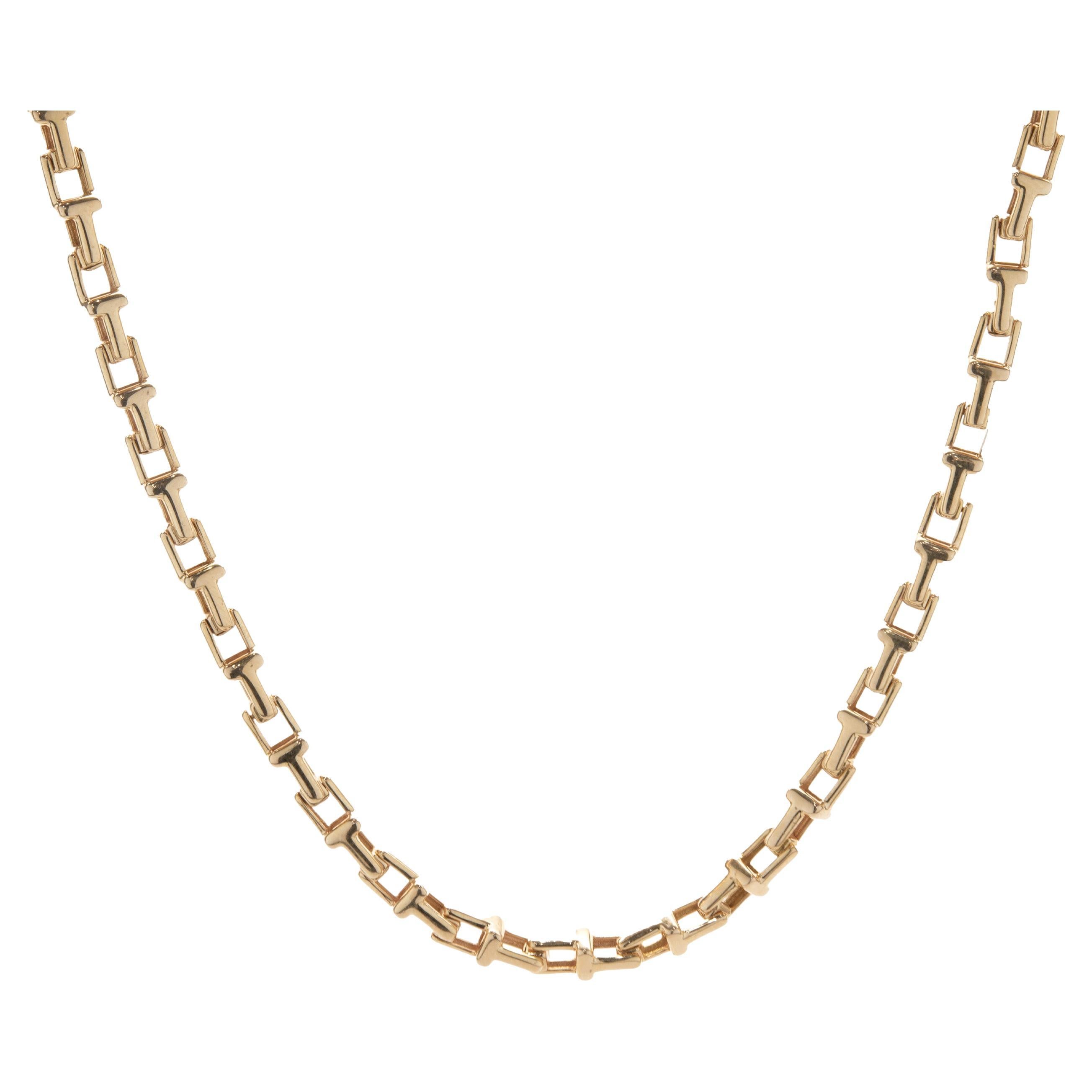 Tiffany and Co. 18 Karat Yellow Gold T Chain Necklace For Sale at 1stDibs
