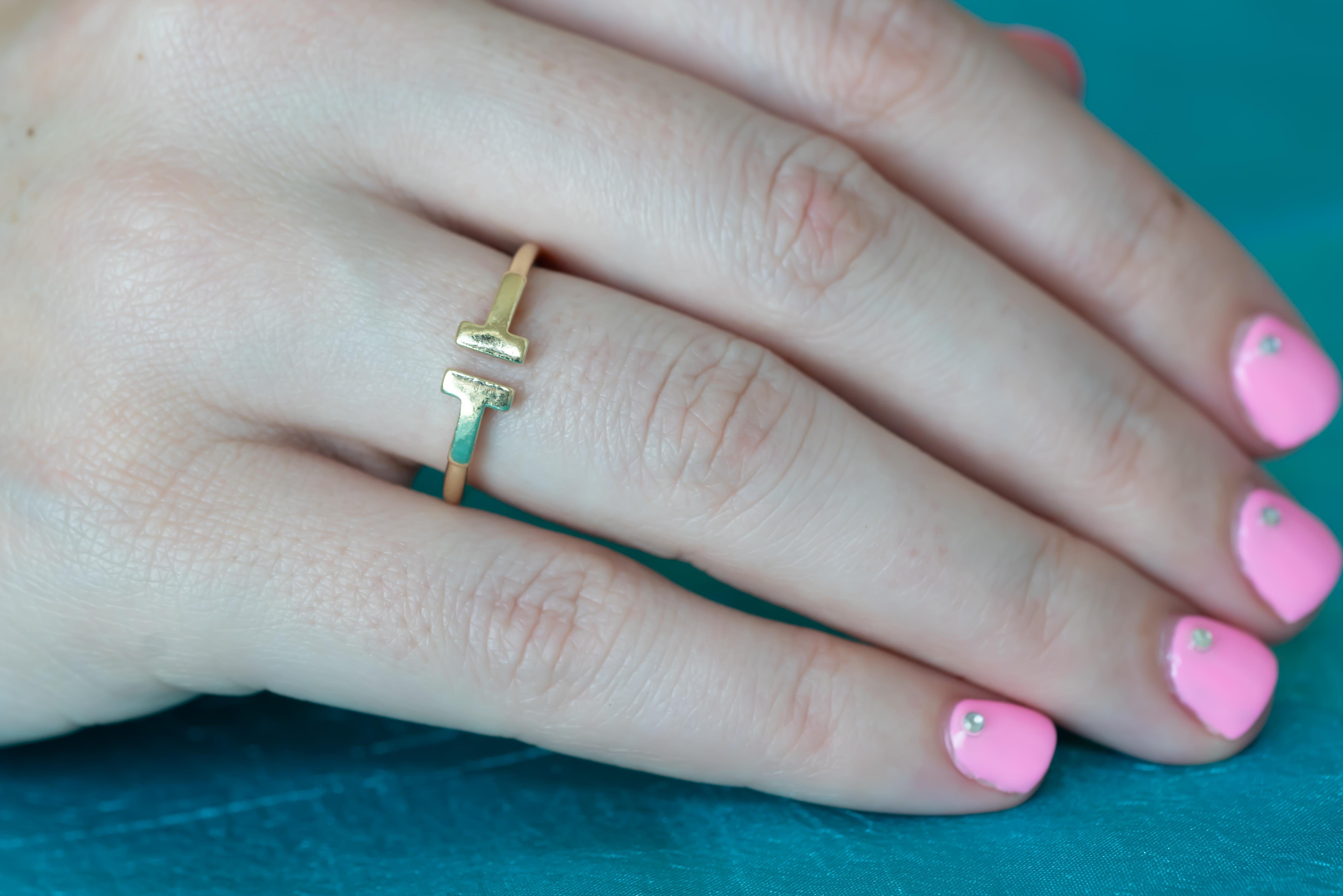 Tiffany and Co. 18 Karat Yellow Gold T Ring For Sale at 1stDibs ...