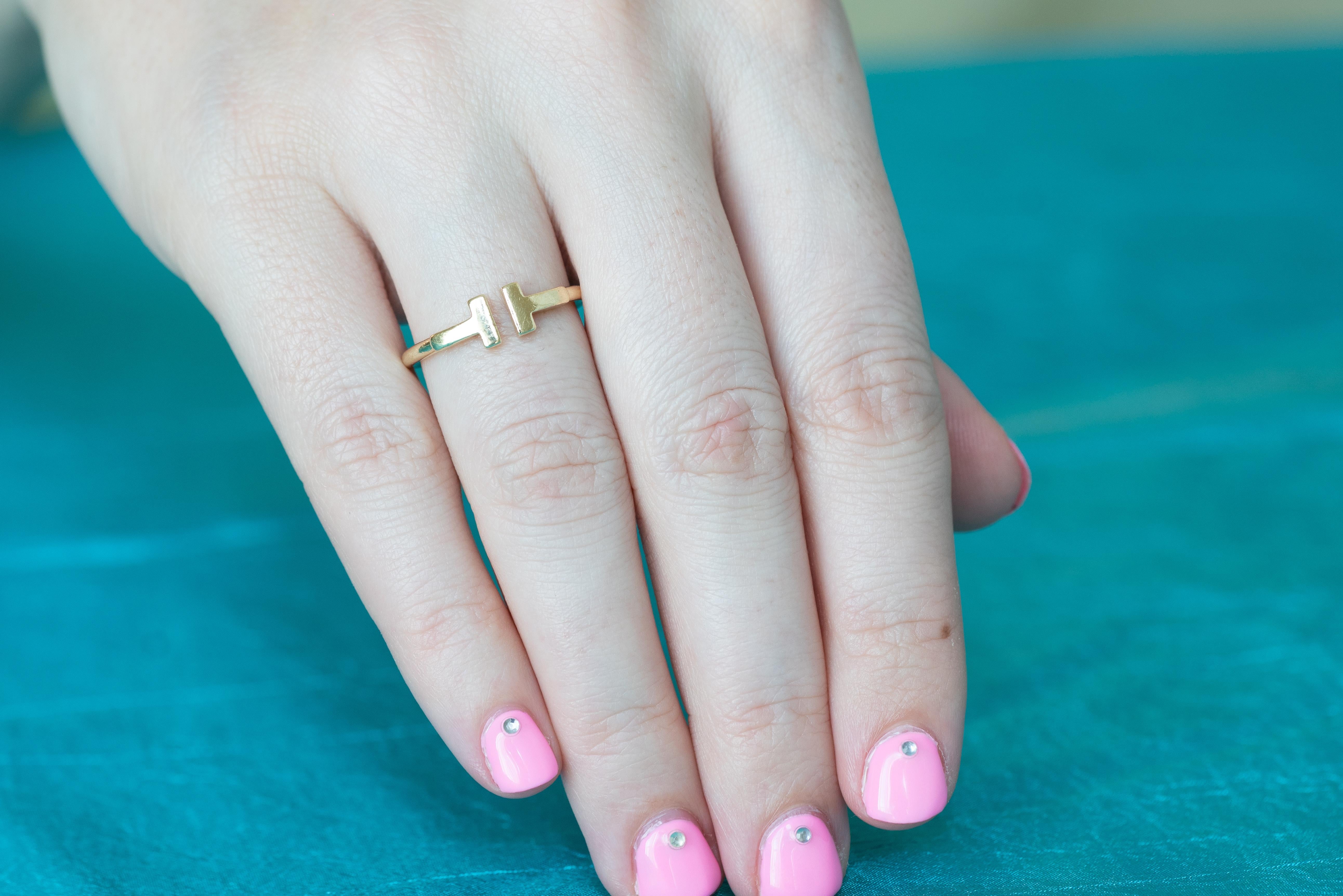 Tiffany and Co. 18 Karat Yellow Gold T Ring For Sale at 1stDibs ...