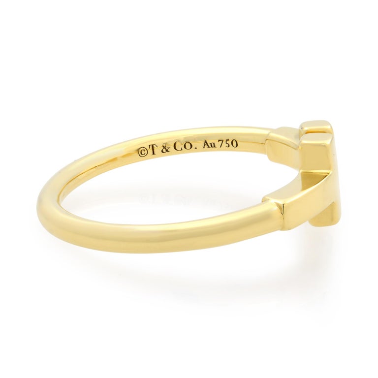 Tiffany and Co. 18 Karat Yellow Gold T Wire Ladies Ring For Sale at 1stDibs