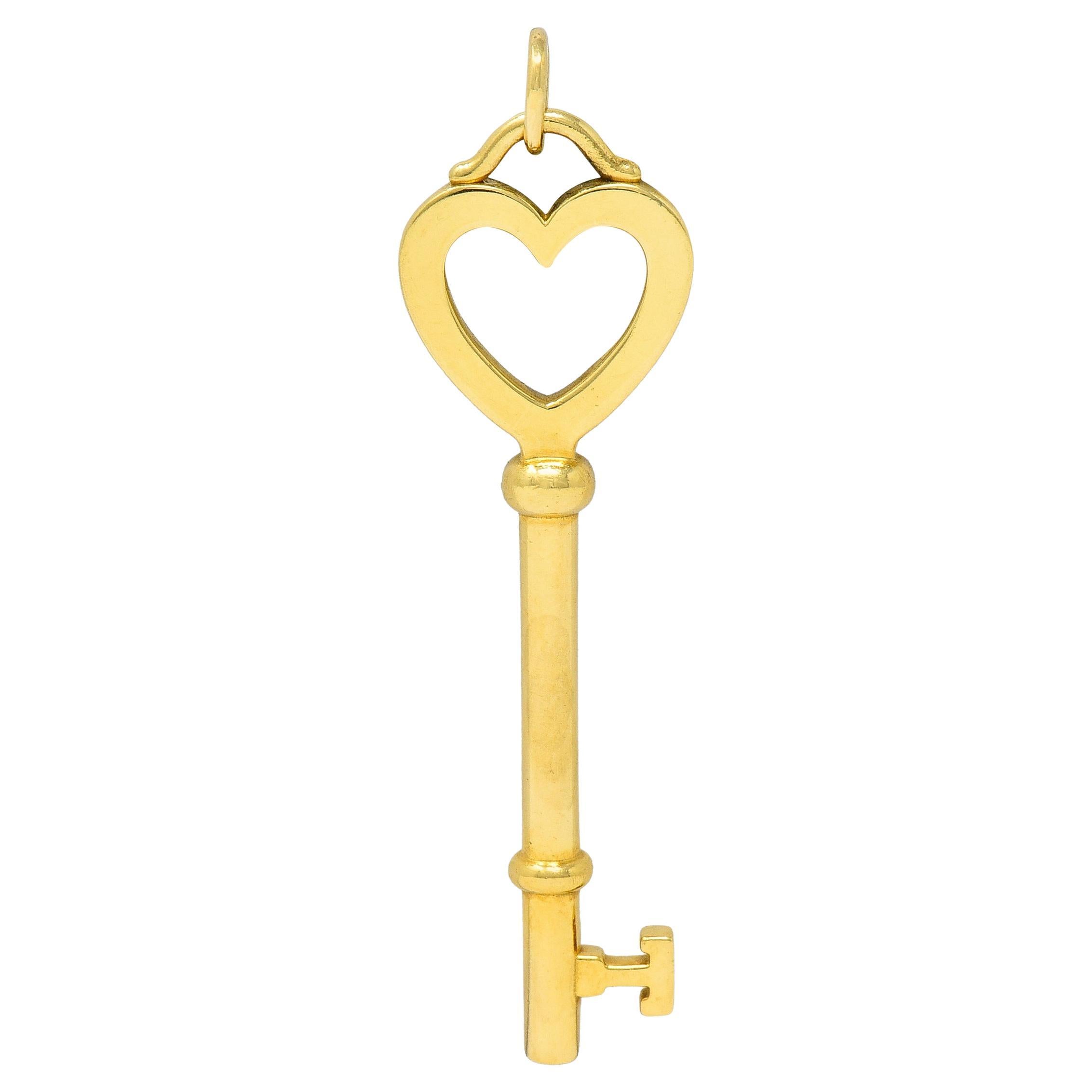 Tiffany and Co. Large Key Pendant Necklace 18 Karat Yellow Gold Chain ...