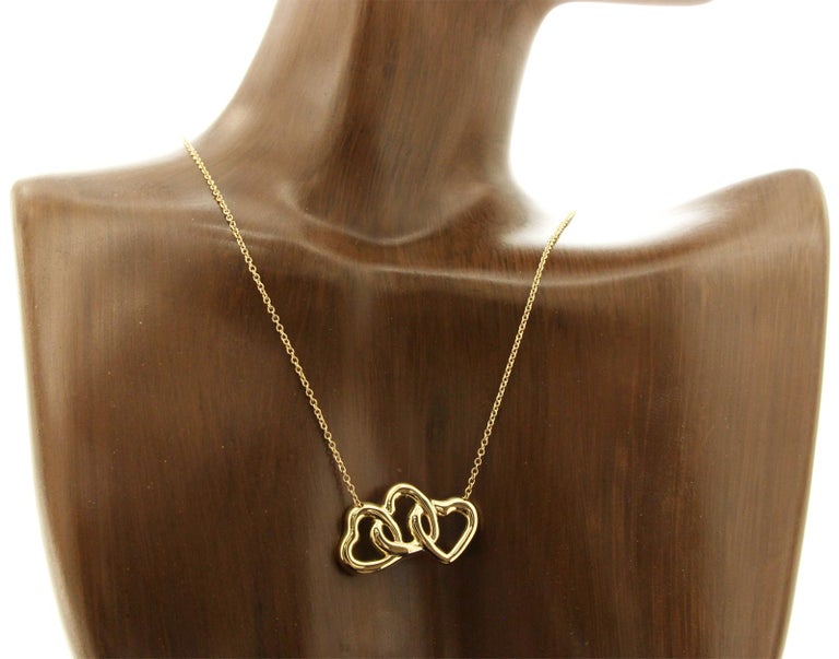 Tiffany and Co. 18 Karat Yellow Gold Triple Interlocking Heart Necklace For Sale at 1stDibs ...