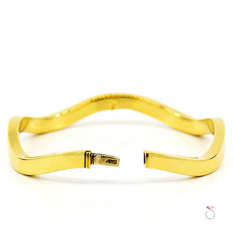 Tiffany and Co. 18 Karat Yellow Gold Wave Hinged Bracelet at 1stDibs ...
